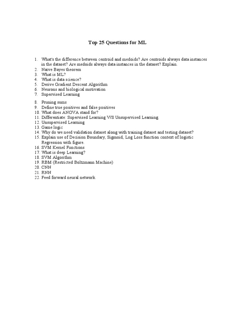 Top 25 Machine Learning Questions.pdf | PDF