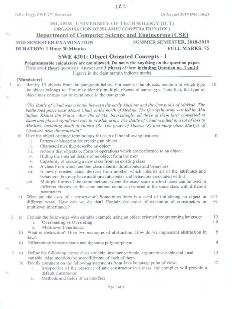 CSE - 2018-2019 Summer Mid Term | PDF