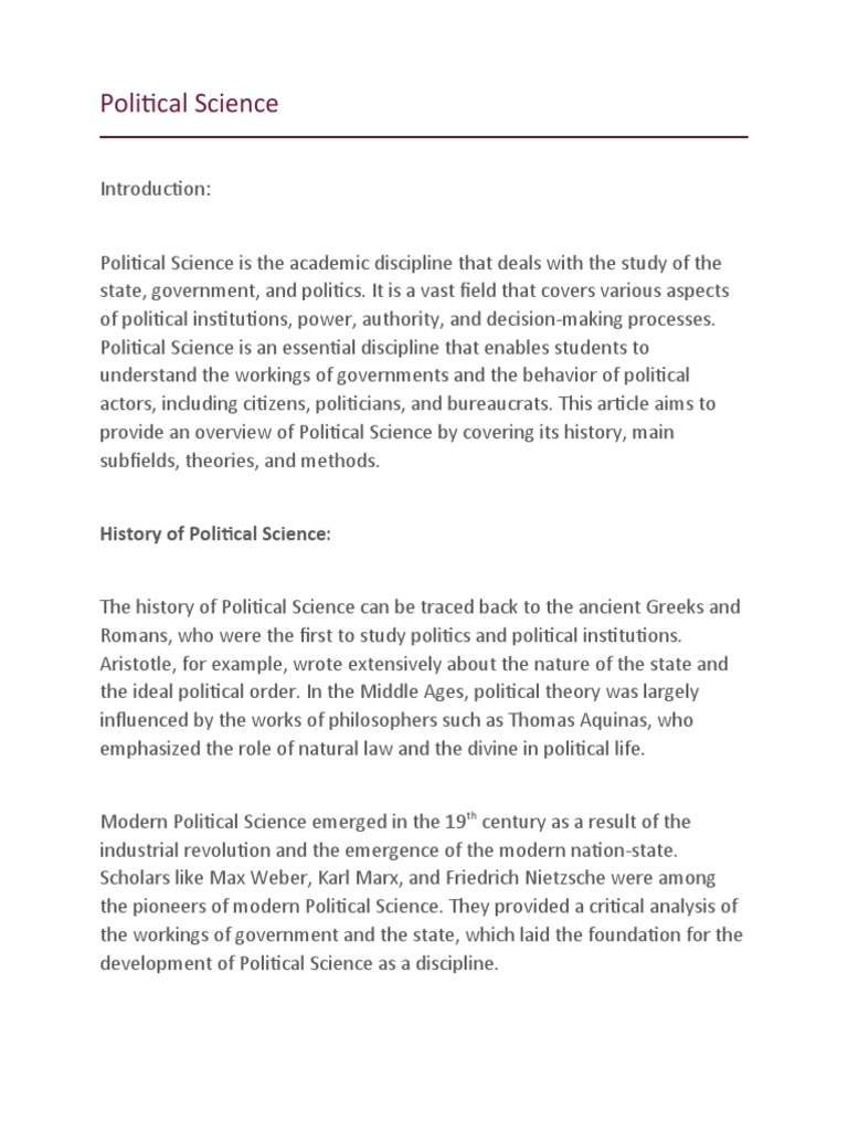 Political Science Notes | PDF | Political Science | Science