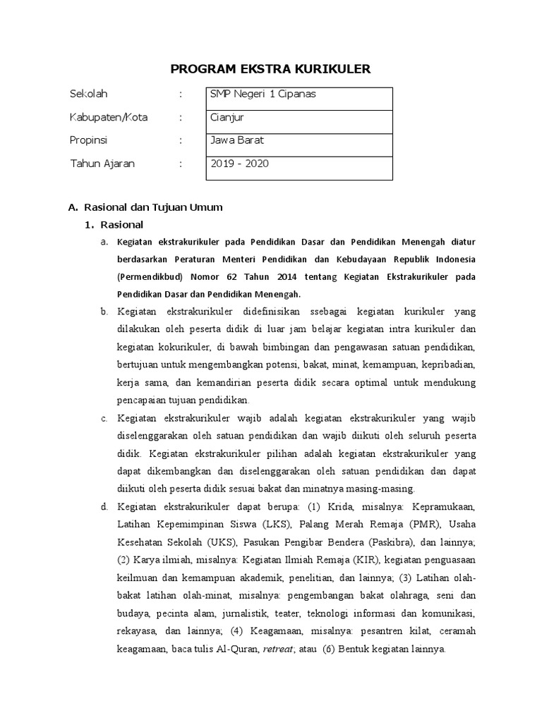 Program Ekskul | PDF | Seni & Disiplin Bahasa | Karier & Perkembangan