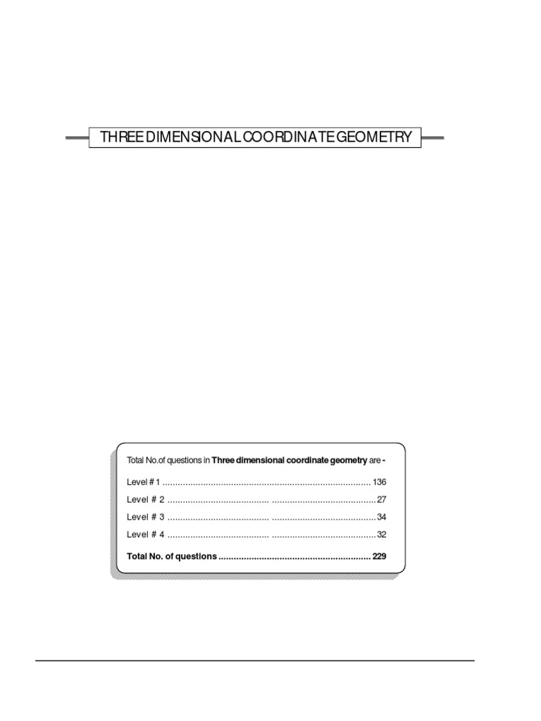 3-THREE DIMENSIONAL COORDINATE GEOMETRY Level (1 To 4) Ex. Module-6-A ...