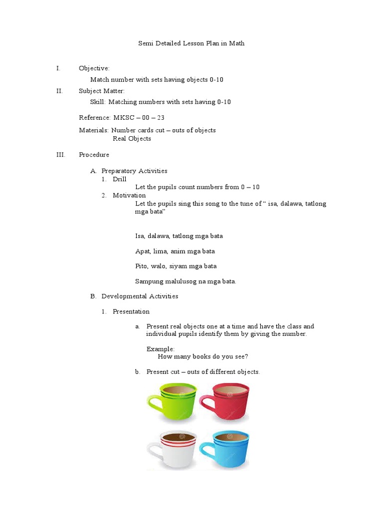 Kindergarten Math Lesson Plan: Counting | PDF | Cognition | Learning