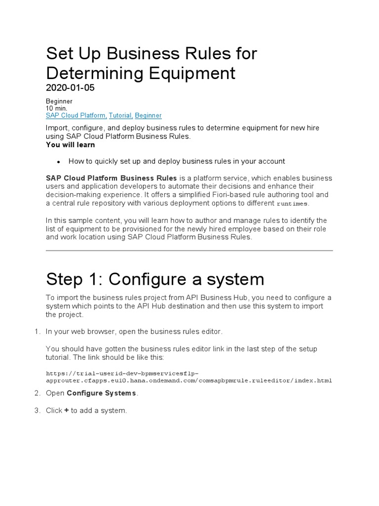 Set Up Equipment Rules in SAP Cloud | PDF | Cloud Computing | Computer ...