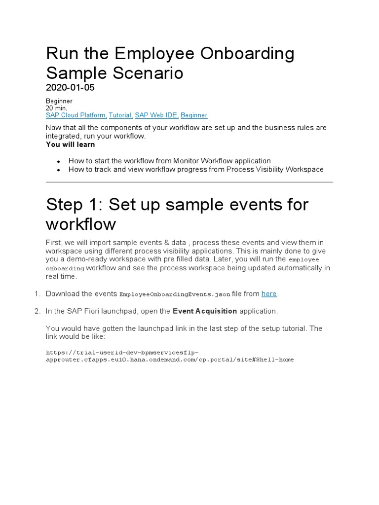 Run The Employee Onboarding Sample Scenario | PDF | Workflow | Business ...
