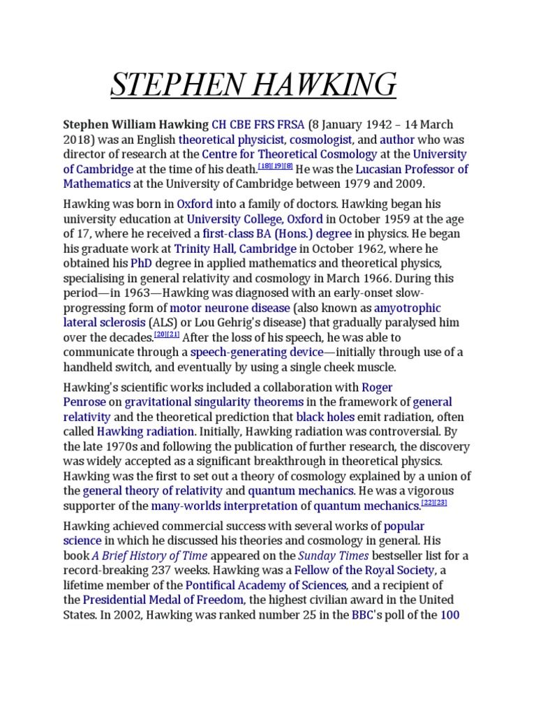 Stephen Hawking | Download Free PDF | Stephen Hawking | Physics