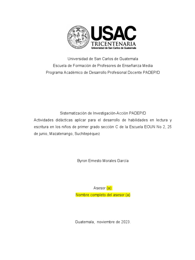 Plantilla para informe de Investigación Acción 9a cohorte con normas ...