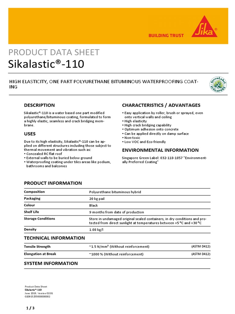 Sikalastic - 110 PDF | PDF | Concrete | Coating
