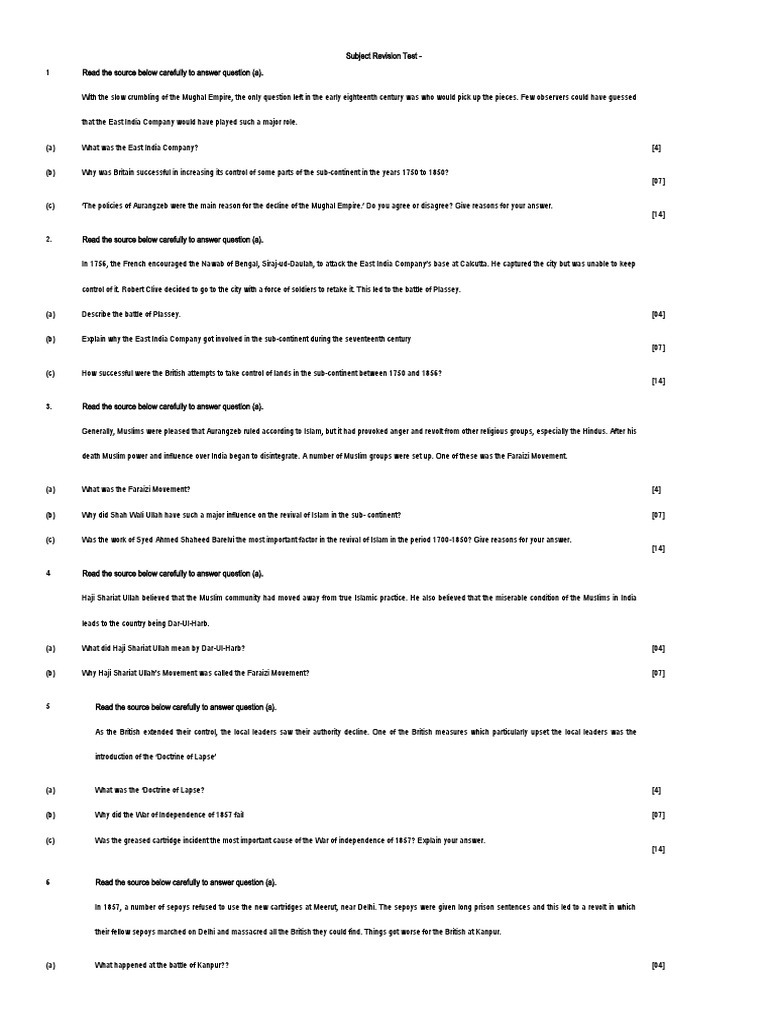 Secion 1 Text source quesions | PDF | Muhammad Ali Jinnah | British Raj