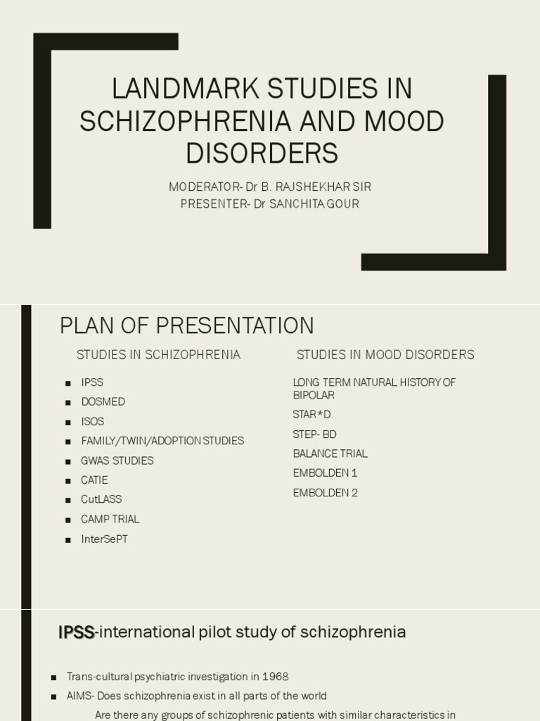 Landmark Studies in Schizophrenia and Mood Disorders Final PDF | PDF ...