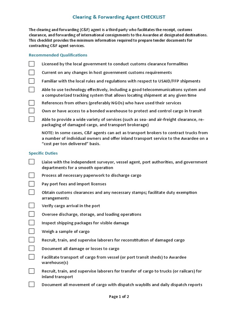 GDP Checklist | Download Free PDF | Cargo | Customs