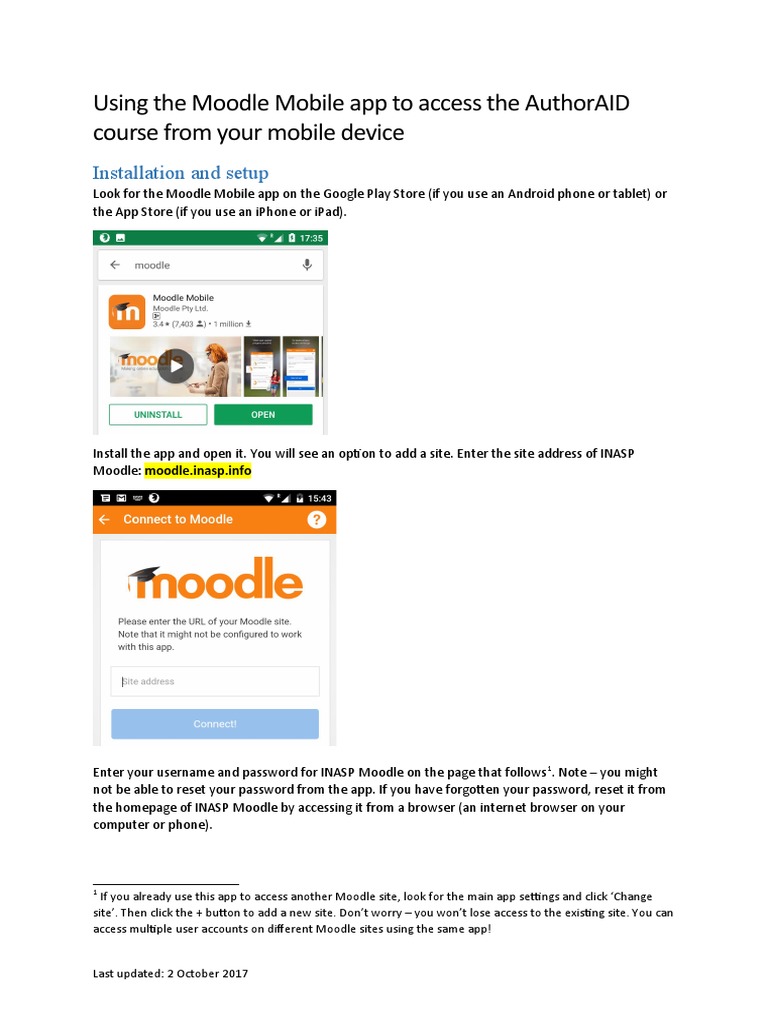 Using The Moodle Mobile App To Access The AuthorAID Course | PDF ...