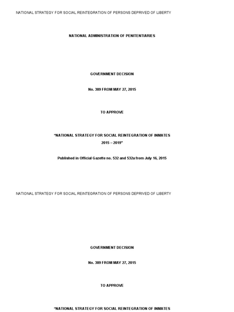 National Strategy for Inmate Reintegration | PDF | Prison | Remand ...