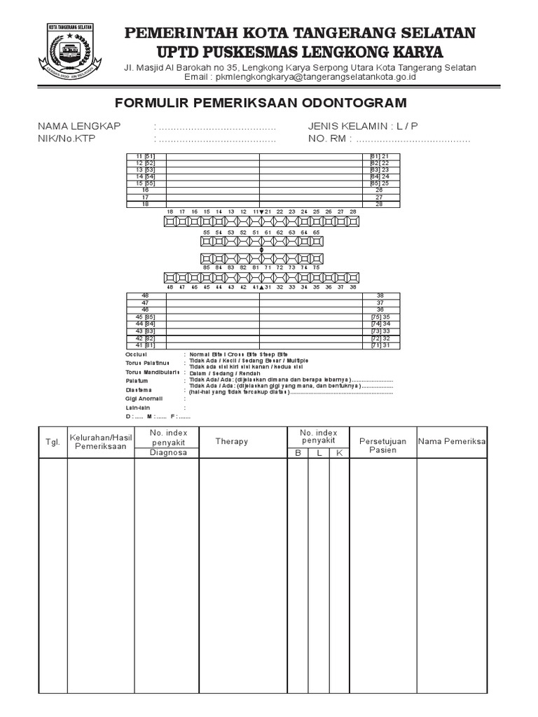 Formulir Pemeriksaan Odontogram Gigi | PDF