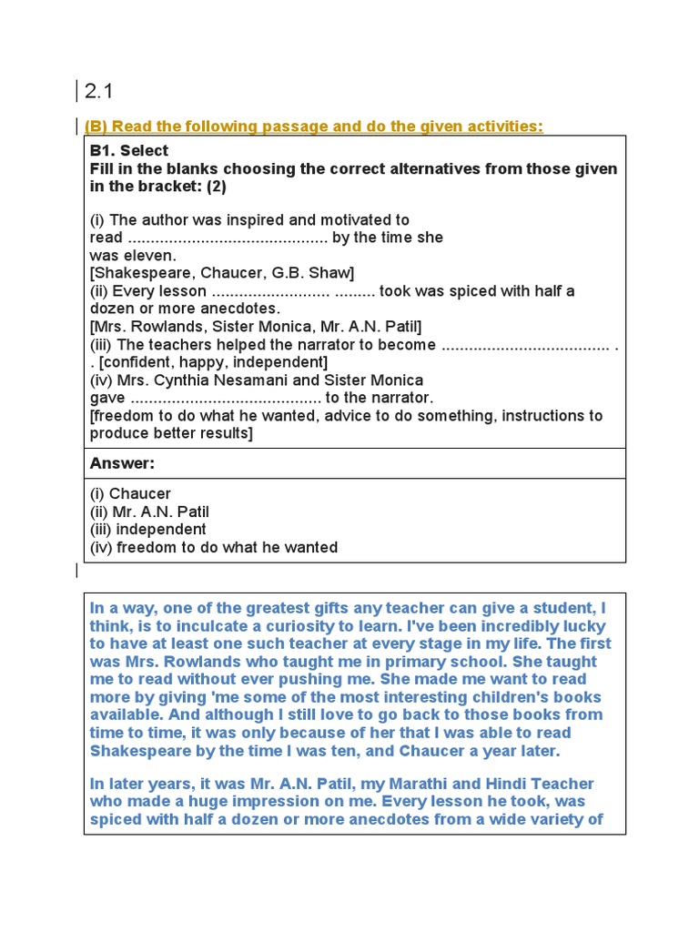 2.1-2.6 Grammar + Passages Ans Key | PDF | Sleep | Mood (Psychology)