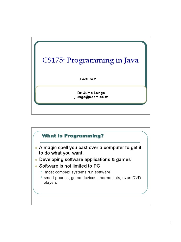 Cs175 Lecture 2 Pdf Java Programming Language Java Software Platform