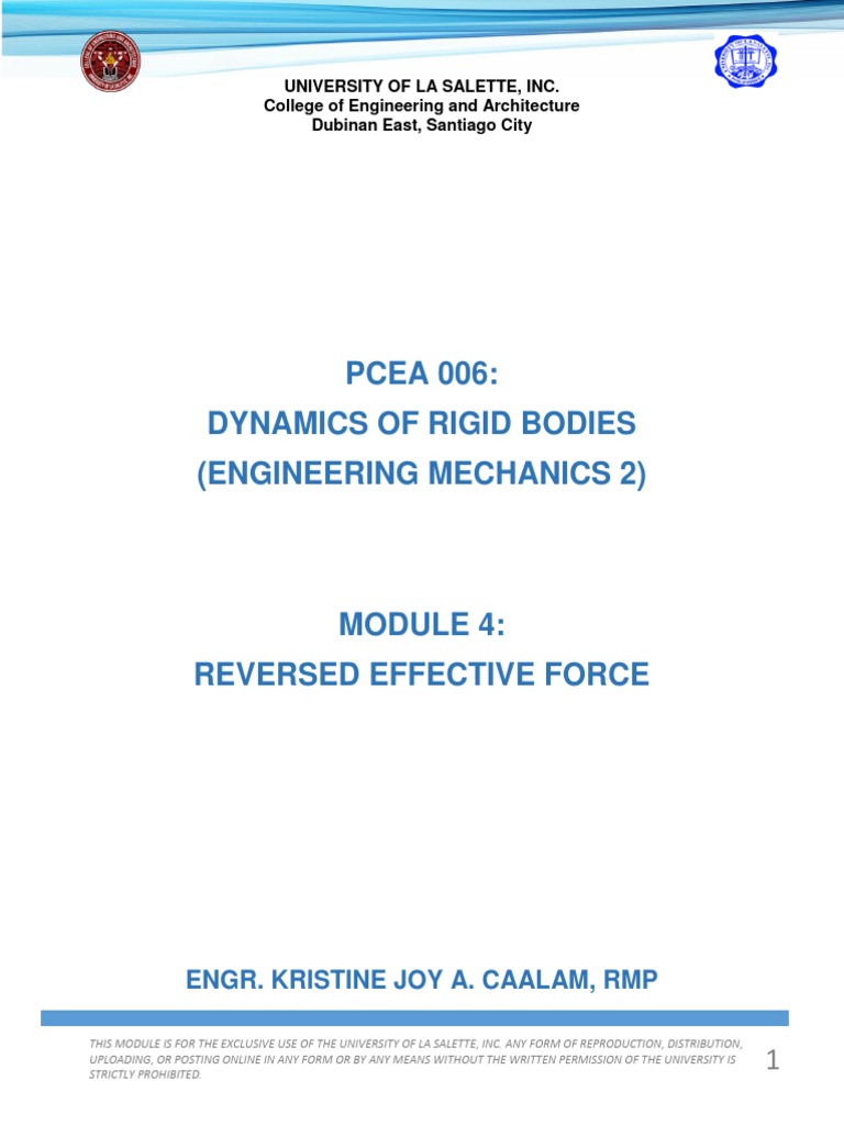 Reversed Effective Force in Dynamics | PDF | Force | Newton's Laws Of ...