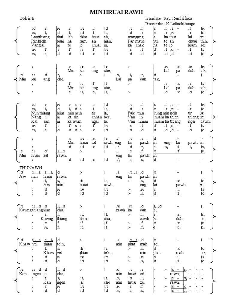 Min Hruai Rawh (Synod Choir) | PDF