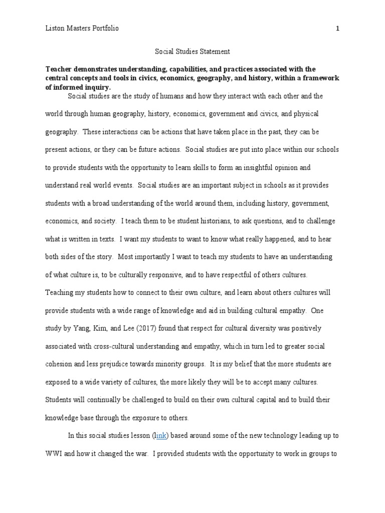 Social Studies Statement | PDF | Reading Comprehension | Critical Thinking