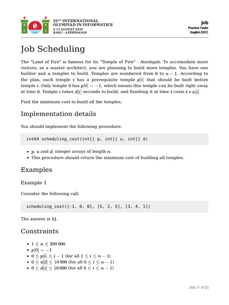 Job IOI 2019 | PDF