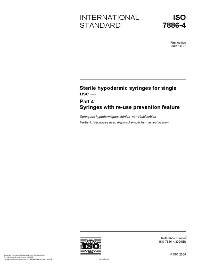 ISO 7886-4 (Auto Disable Syringes) PDF | PDF | Syringe | International ...