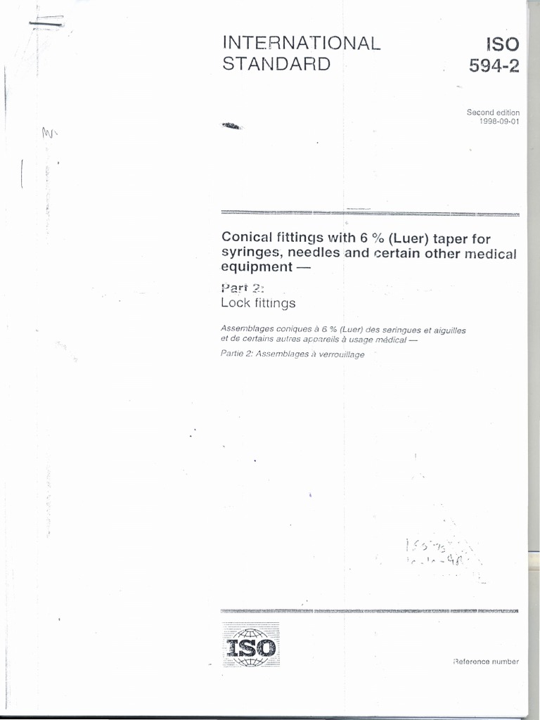 ISO 594-21998 (Luer Taper Conical Fittings) PDF | PDF | Equipment