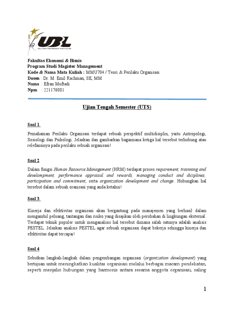 UTS Efran Muftadi | PDF