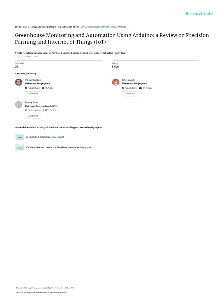 Greenhouse Monitoring and Automation Using Arduino | PDF | Agriculture ...
