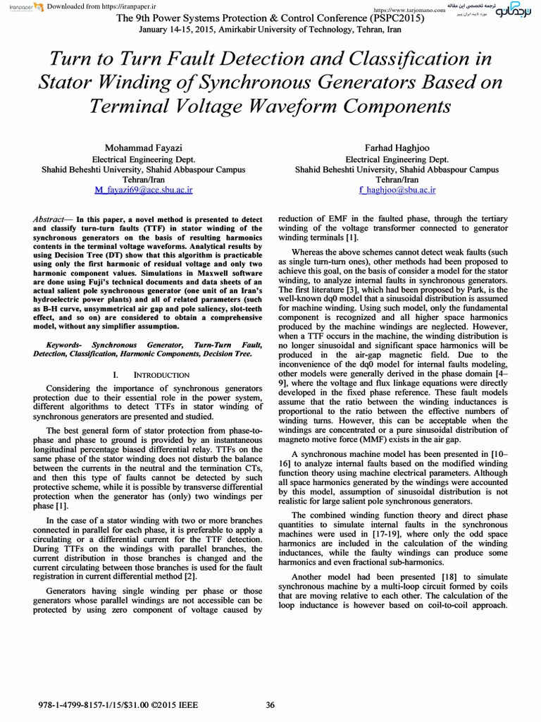 Terminal Voltage Waveform Components Pdf Electric Generator