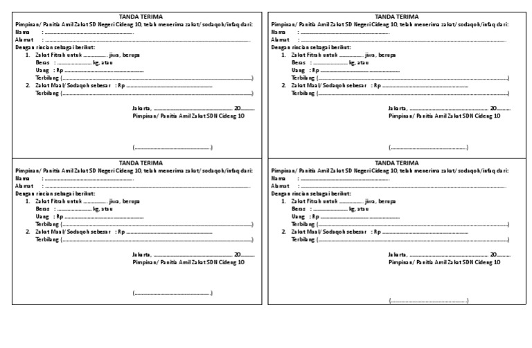 TANDA TERIMA Zakat | PDF