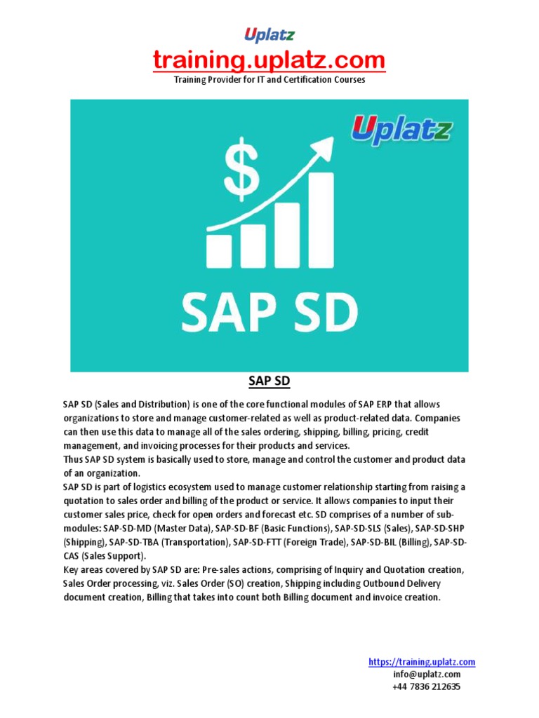 Sap SD Syllabus | PDF | Sales | Invoice
