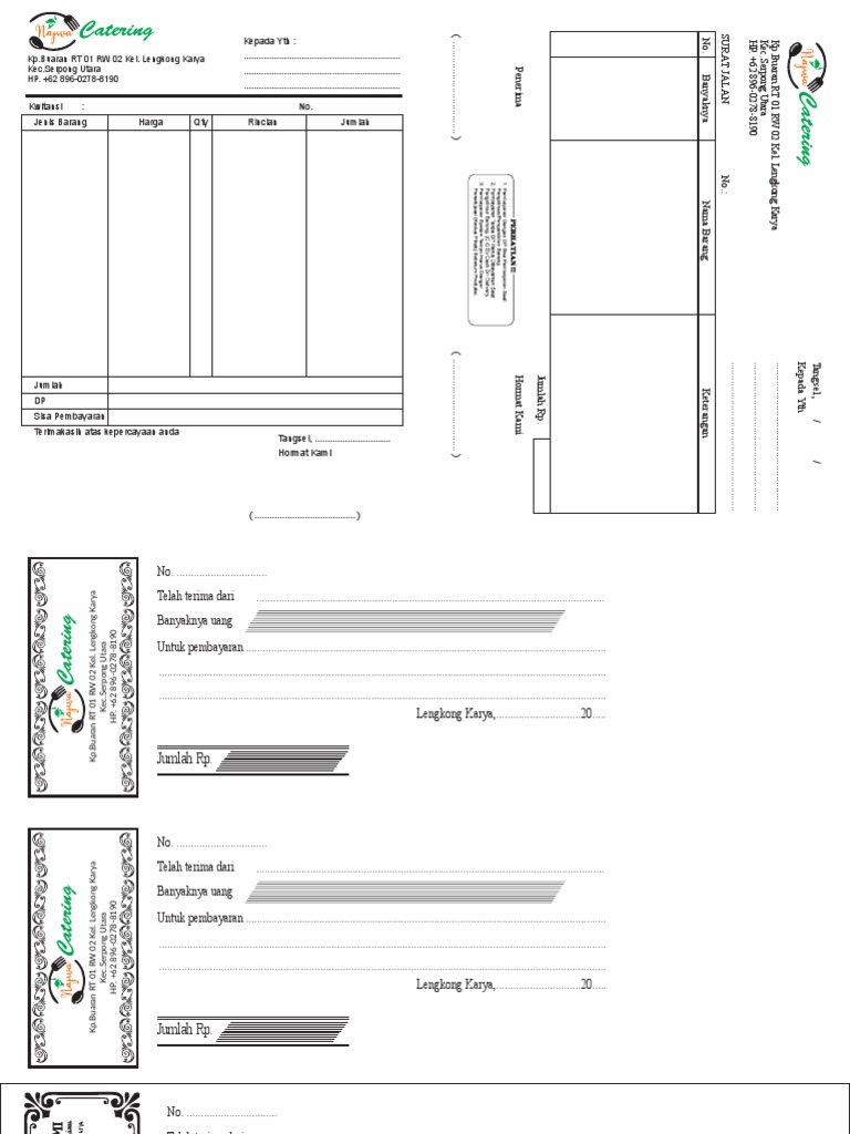Contoh Nota dan Kwitansi Catering | PDF