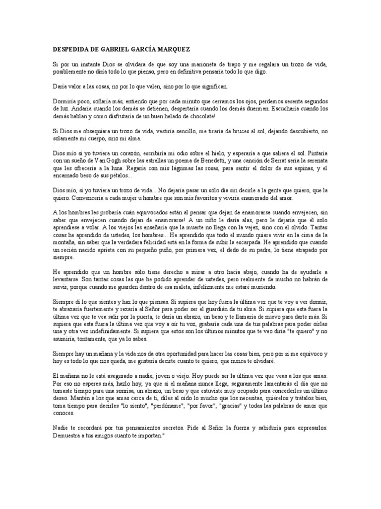 Despedida de Gabriel García Marquez | PDF