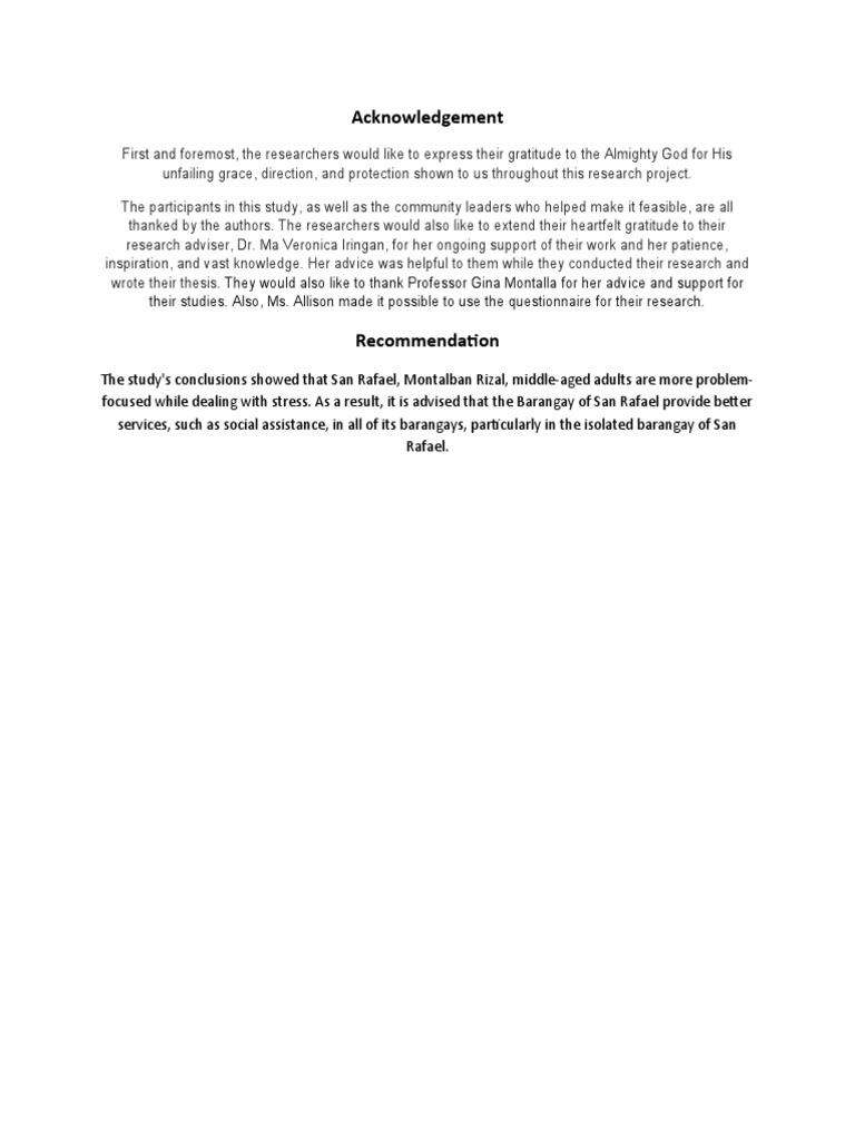 Acknowledgement Research | PDF | Wellness