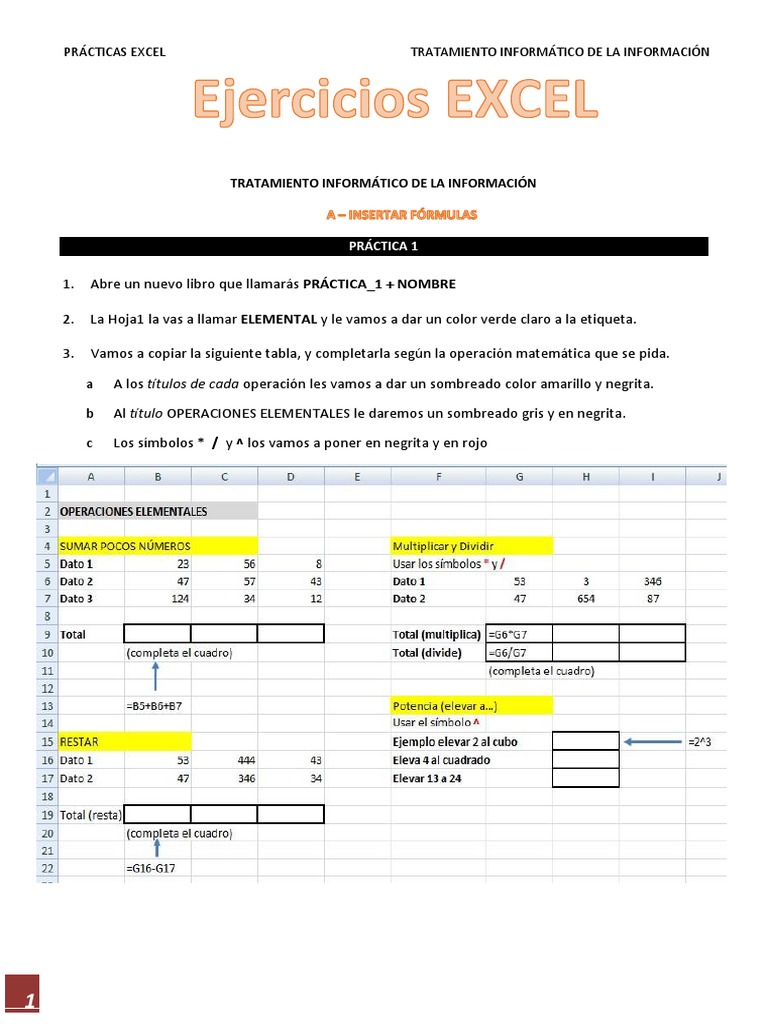 PRÁCTICAS EXCEL 1ºgad | PDF | Microsoft Excel | Informática