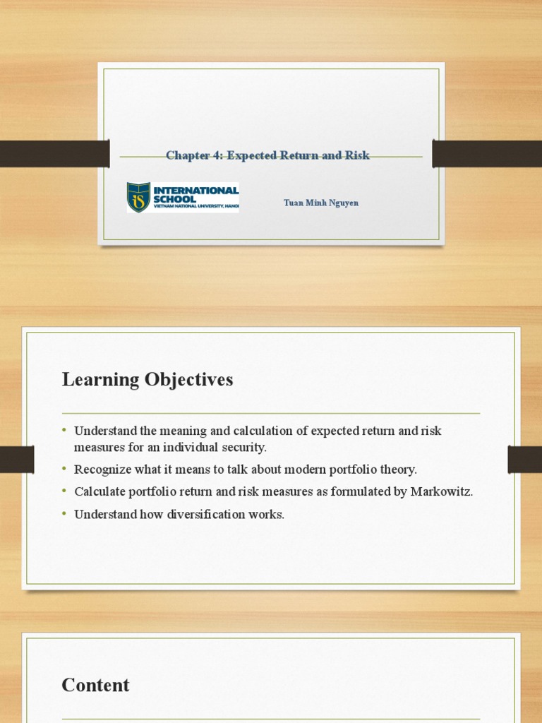 Investment Analysis - Chapter 4 | PDF | Financial Risk | Weighted Arithmetic Mean
