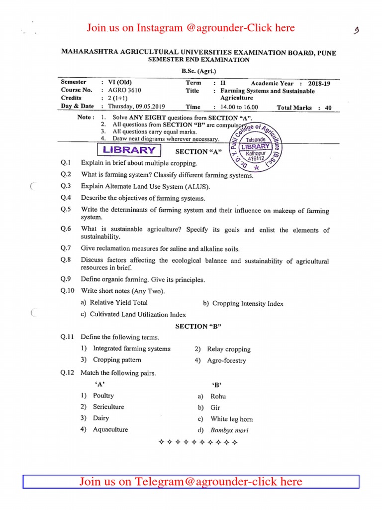 6th Sem All Question Paper (Agri) | PDF