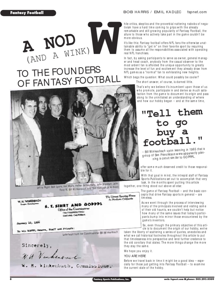Fantasy Football History | PDF | Fantasy Football (American) | Oakland ...