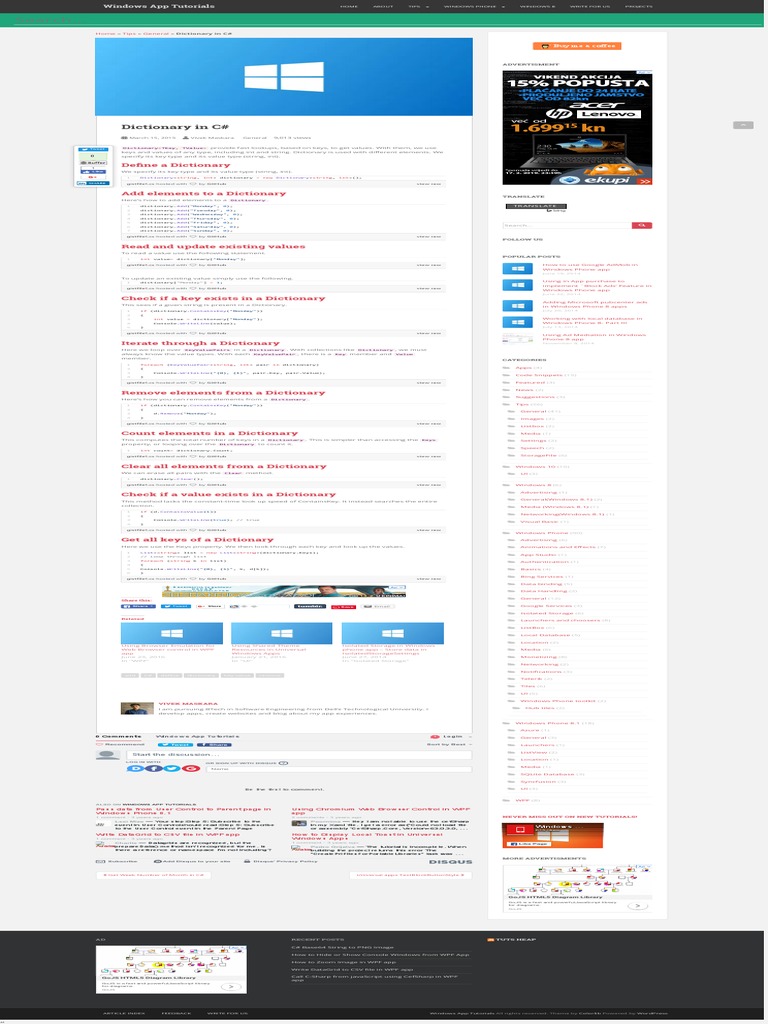 Dictionary in C# - Windows App Tutorials | PDF | Computer Programming ...