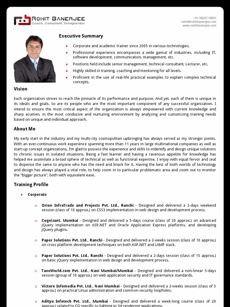 Rohit Banerjee - Trainer Profile | PDF | Comp Tia | Computing