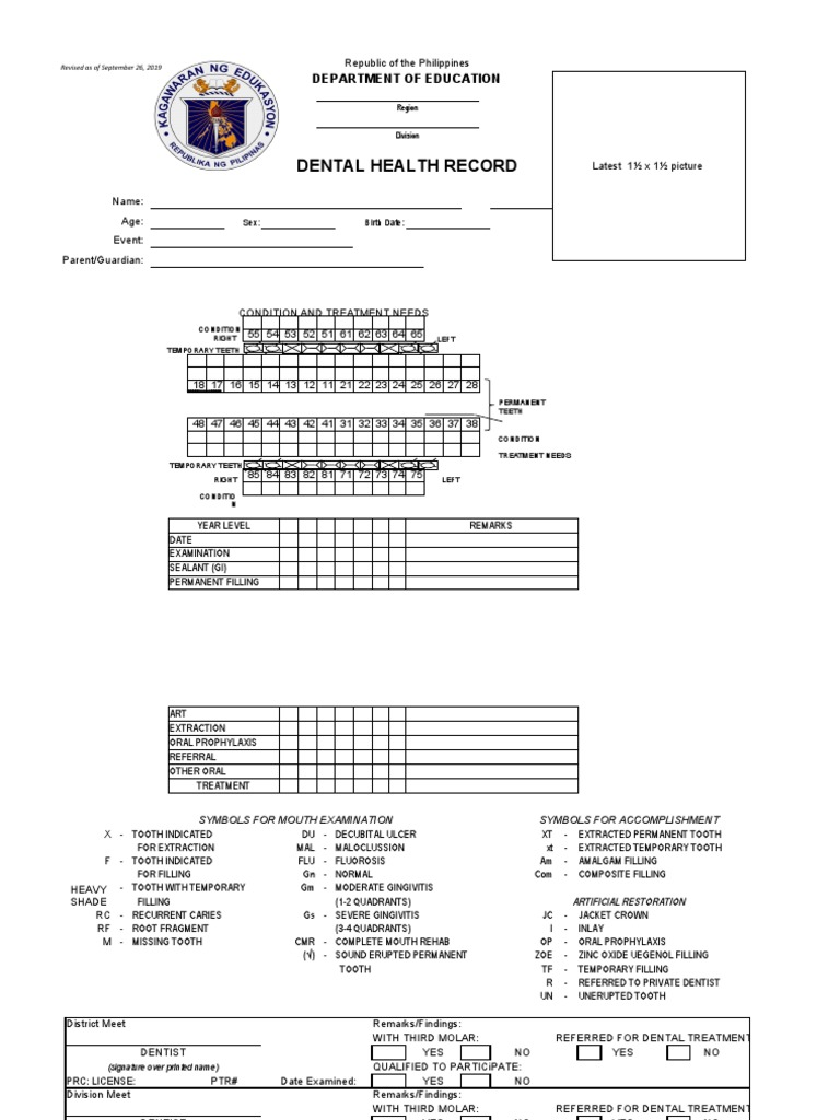 Dental-Certificate-for-Elementary (1).xlsx | PDF | Dentist | Dental Anatomy