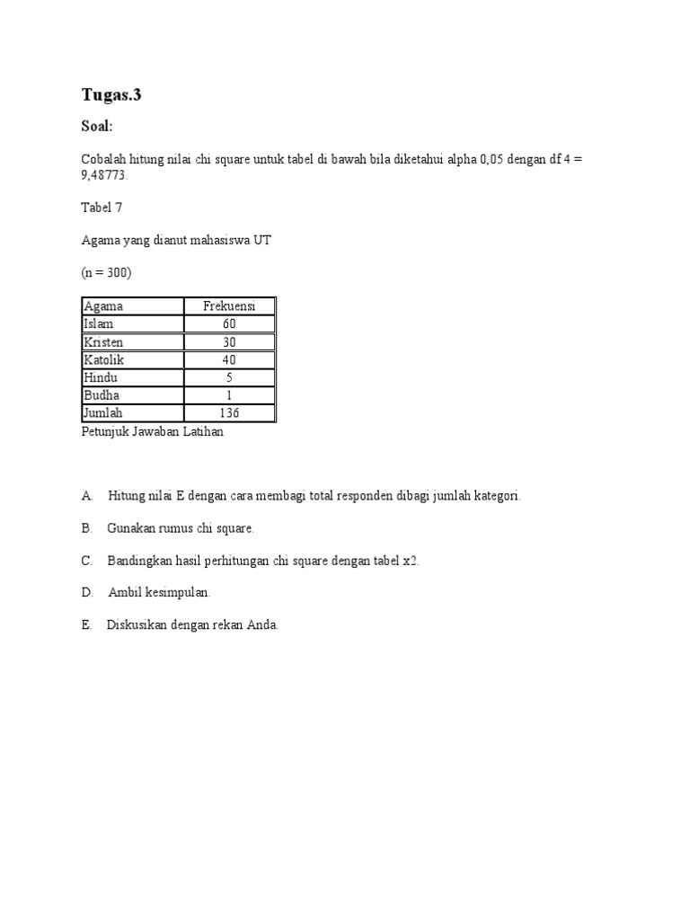 Tugas 3 Pengantar Statistik | PDF