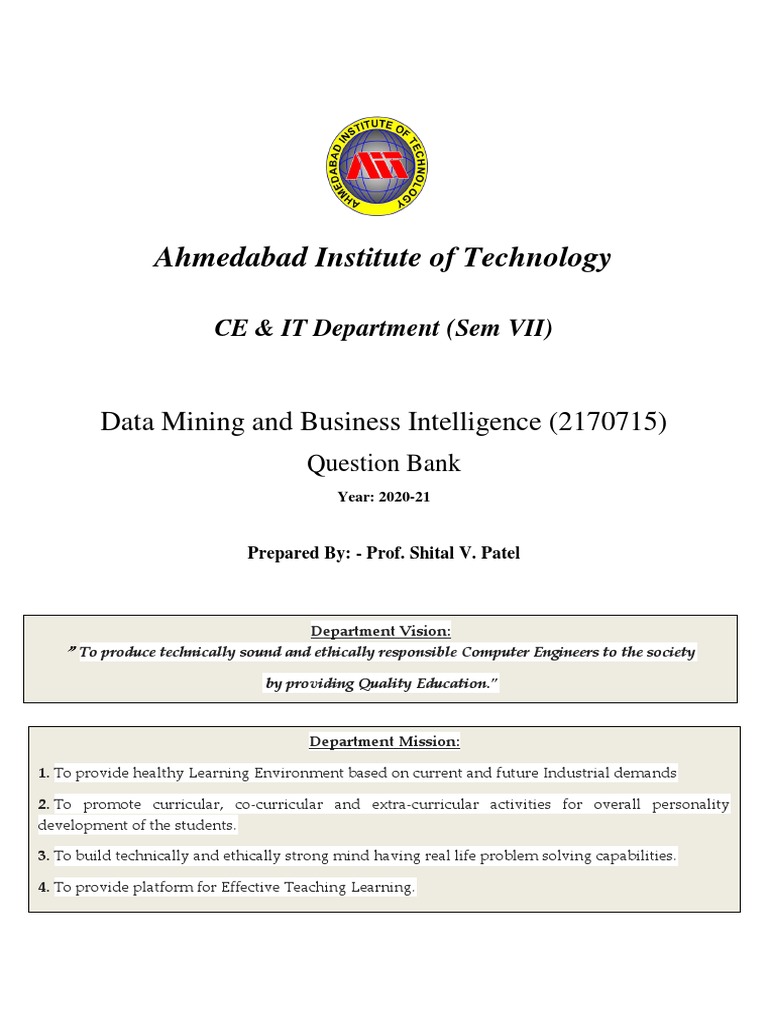 6.DMBI Question Bank PDF | PDF | Data Warehouse | Data Analysis