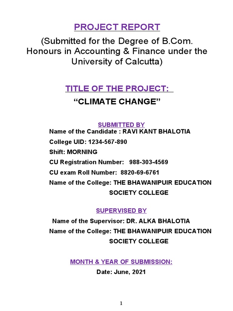 Project On Climate Change & Global Warming | PDF | Climate Change ...