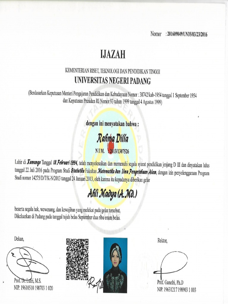 Ijazah Universitas PDF | PDF