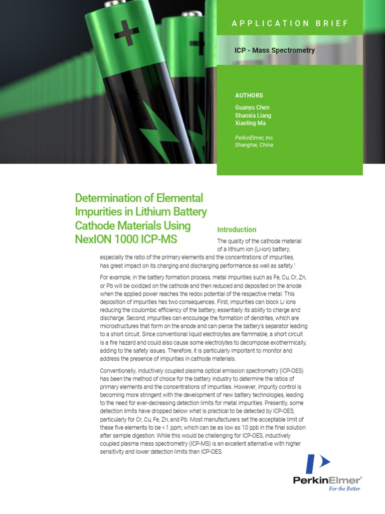 App Nexion1000 Icp Ms Elemental Impurities in Cathode Materials | PDF ...