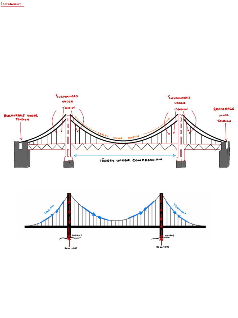 Tension and Compression in Suspension Bridges | PDF | Civil Engineering ...