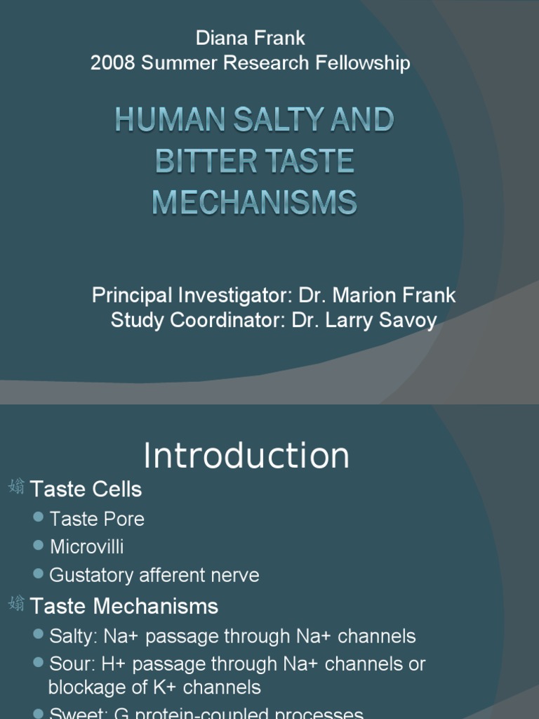 Human Salty and Bitter Taste Mechanisms | PDF | Taste | Nervous System