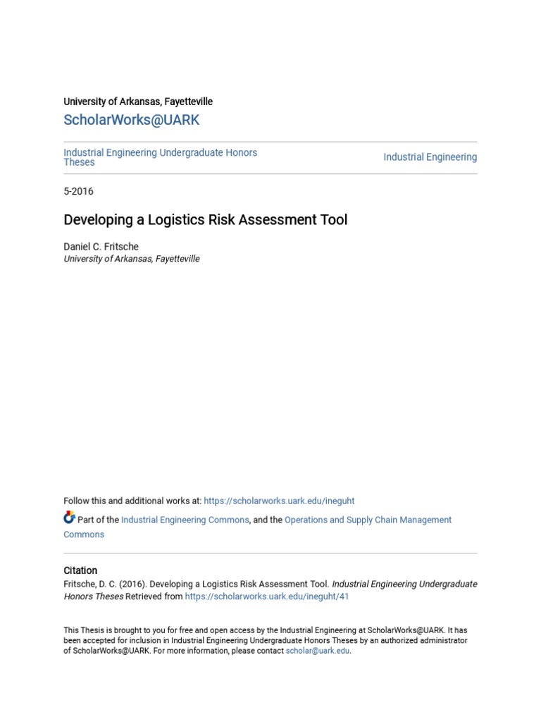 Developing A Logistics Risk Assessment Tool PDF | PDF | Supply Chain | Risk