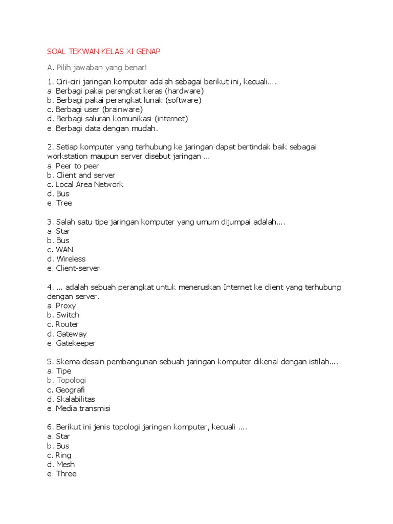 Soal Tekwan Kelas Xi Genap | PDF