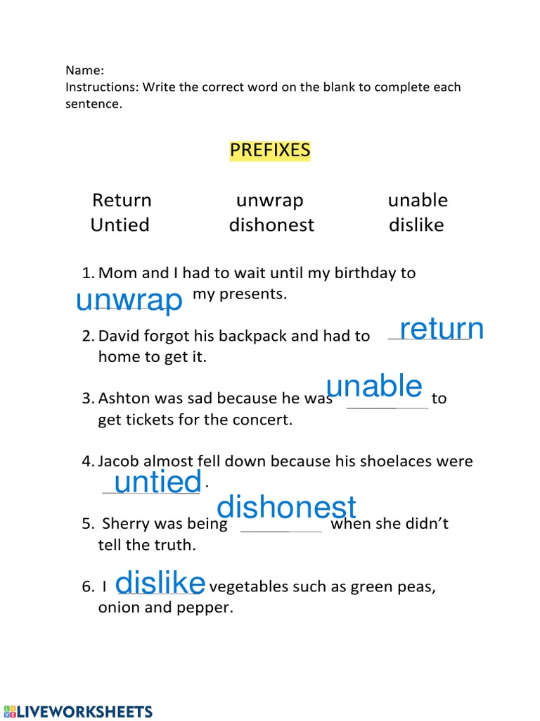 Prefix Un-Dis-Re | PDF